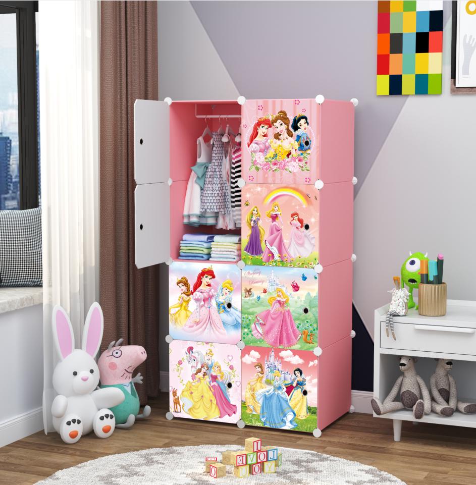 Dulap modular pentru copii, roz, AT PERFORMANCE®, 8 rafturi, durabil ...